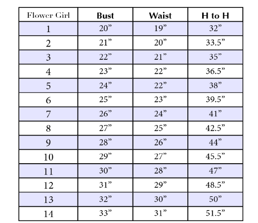 Bill Levkoff Flower Girl Size Chart | Best Flower Site